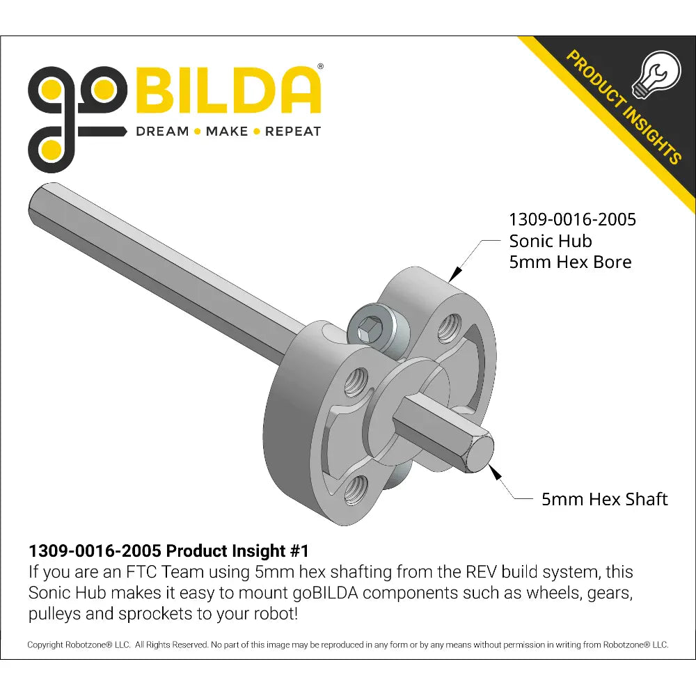 ServoCity 1309 Series Sonic Hub (5mm Hex Bore) - RobotShop