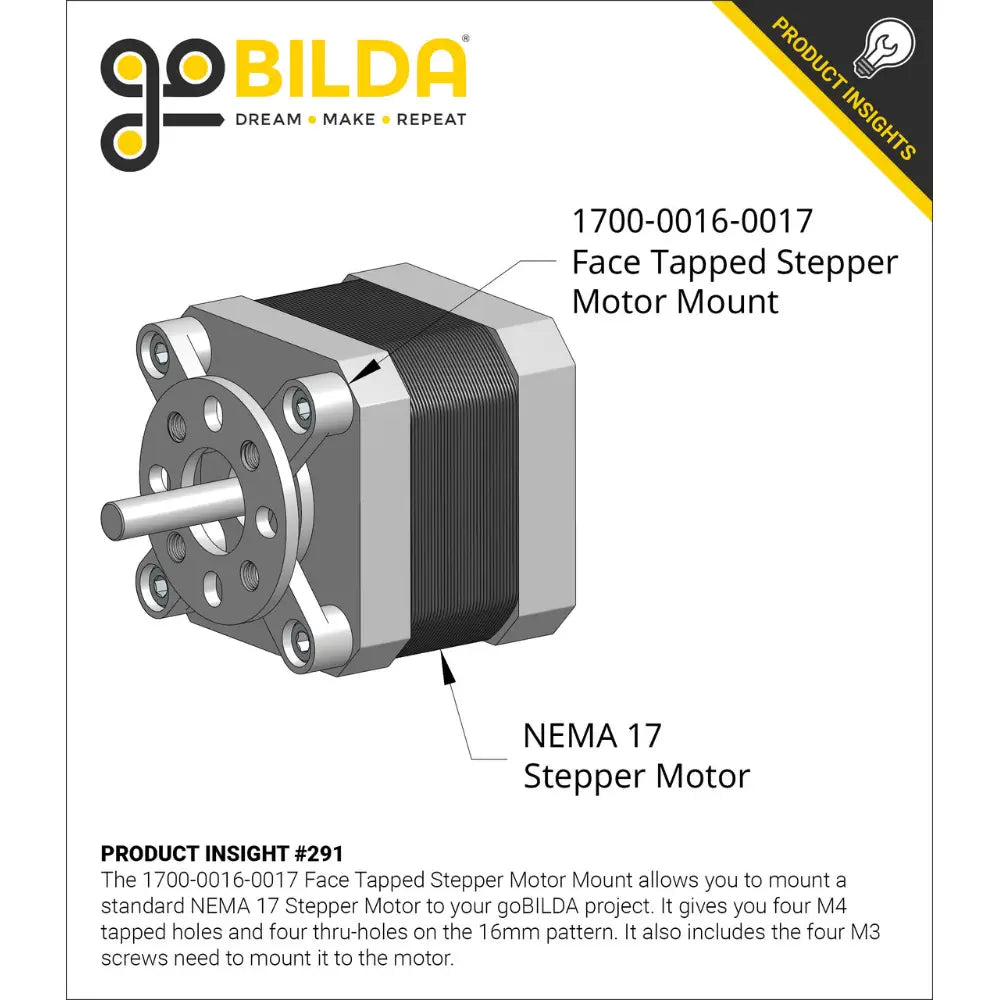ServoCity 1700 Series Face Tapped Stepper Motor Mount (NEMA 17) - RobotShop