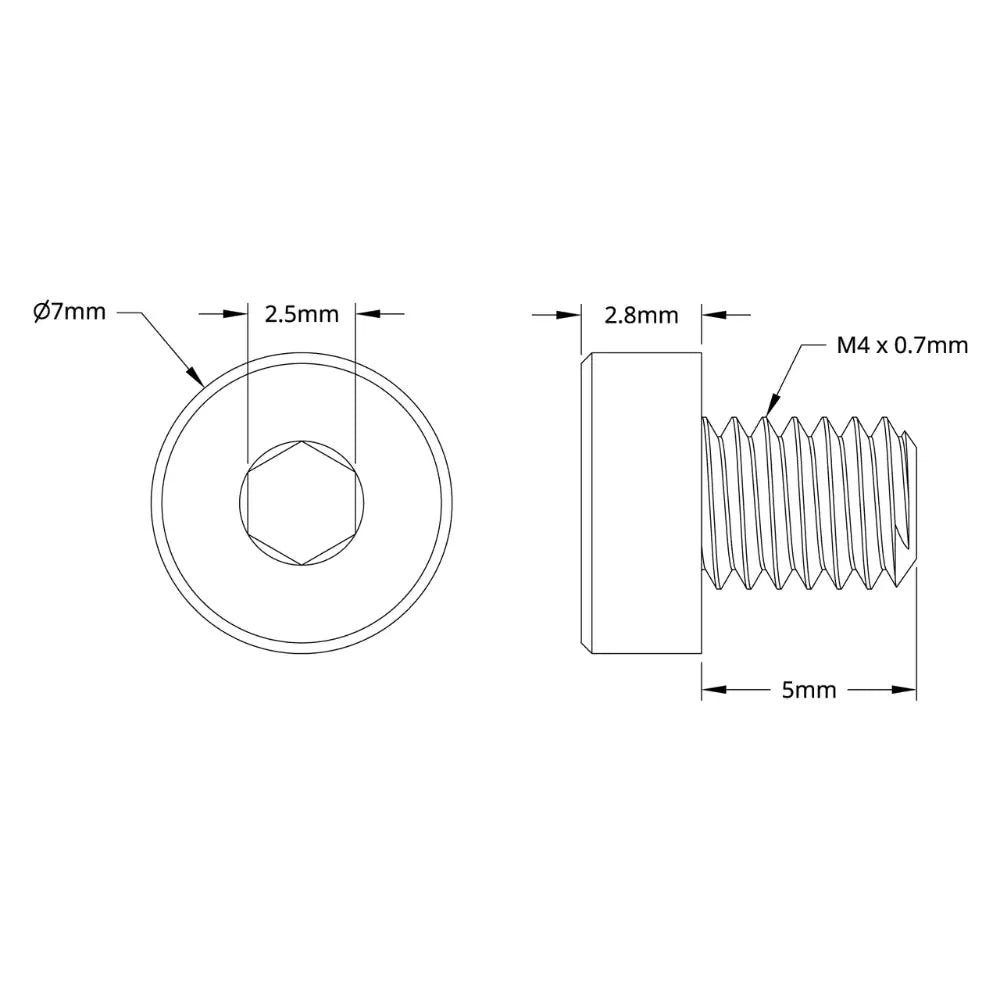 ServoCity 2804 Series Low Profile Socket Head Screw (M4 x 0.7mm, 5mm L ...