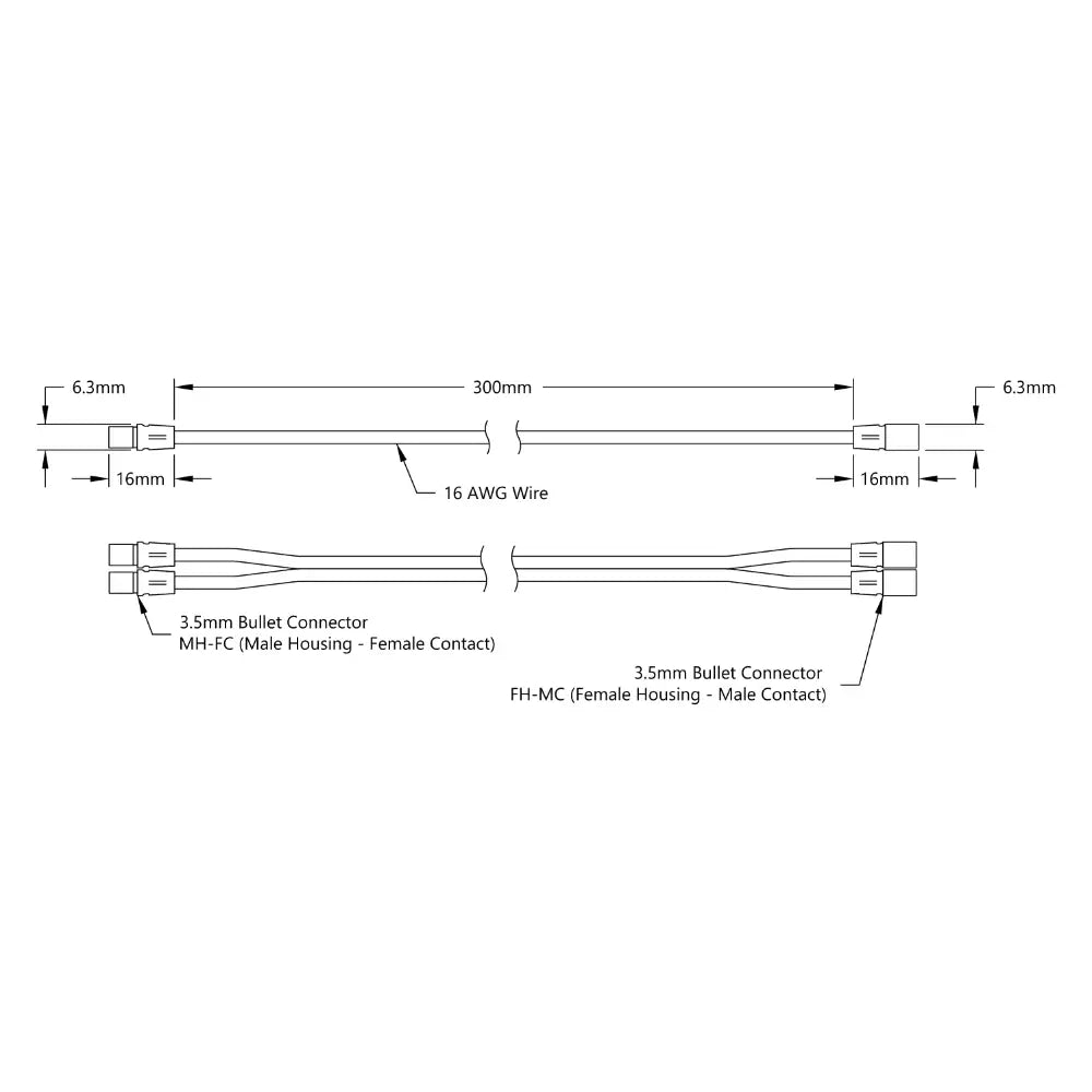ServoCity 300 mm Male to Female SH3.5 Bullet Extension - RobotShop