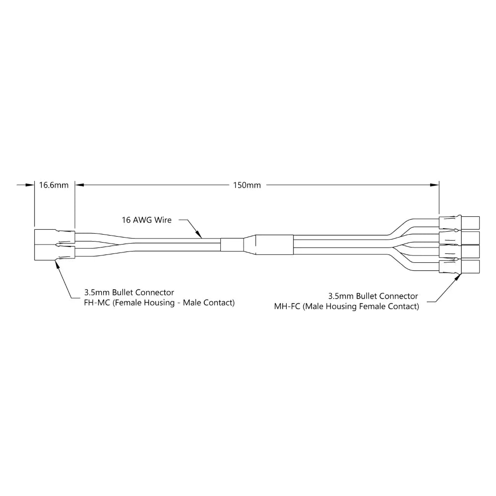 ServoCity 3.5mm Bullet Y-Harness (Single FH-MC to Dual MH-FC, 150mm ...