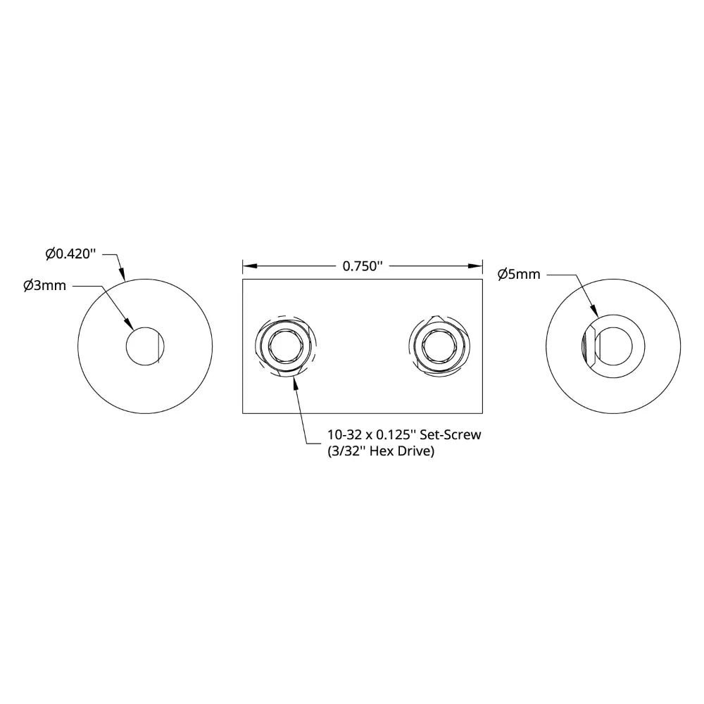 ServoCity 3mm to 5mm Set-Screw Shaft Coupler - RobotShop