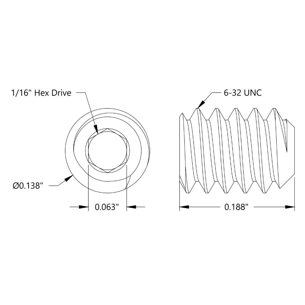 ServoCity 6-32 Cup-Point Set-Screw (0.1875" Length) - 6 Pack - RobotShop