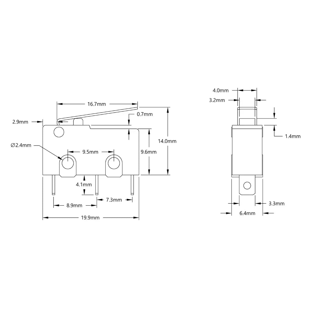 ServoCity Micro Limit Switch (Straight Lever) - 2 Pack - RobotShop