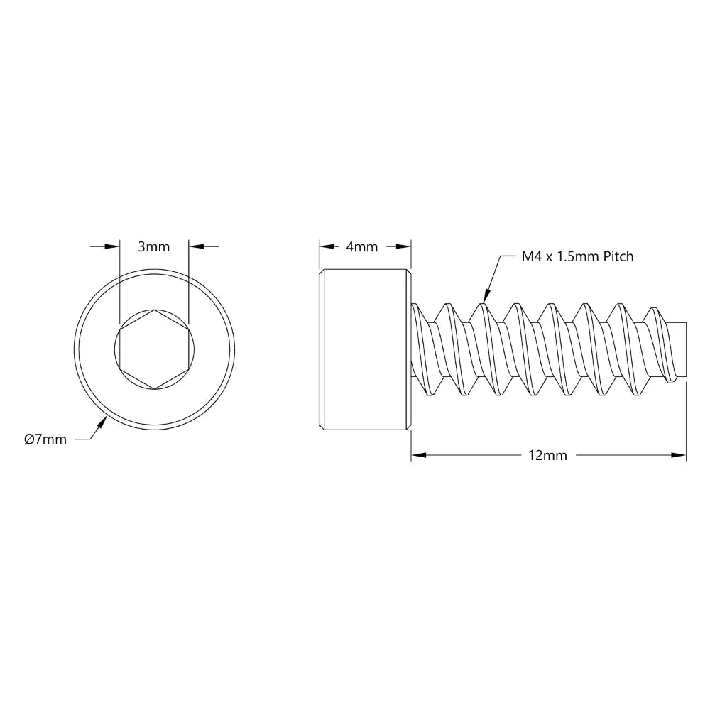 ServoCity Thread-Forming Socket Head Screw (M4 x 12mm Length) - 25 Pack ...