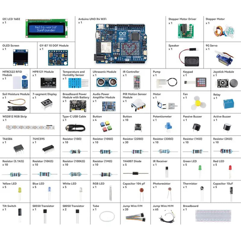 SunFounder Elite Explorer Kit w/ Original Arduino Uno R4 WiFi, RoHS Compliant, Online Tutorials ...