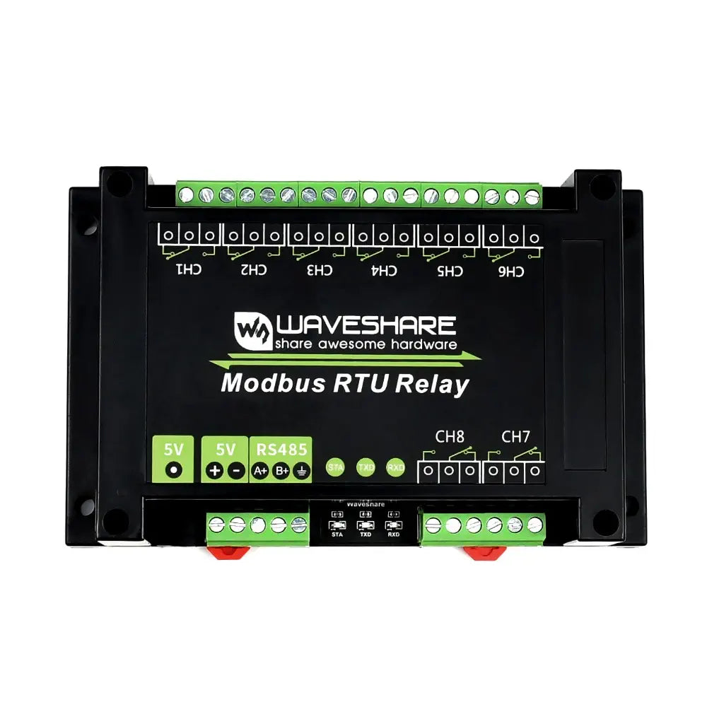 Waveshare Industrial Modbus RTU 8-Ch Relay Module w/ RS485 Interface ...